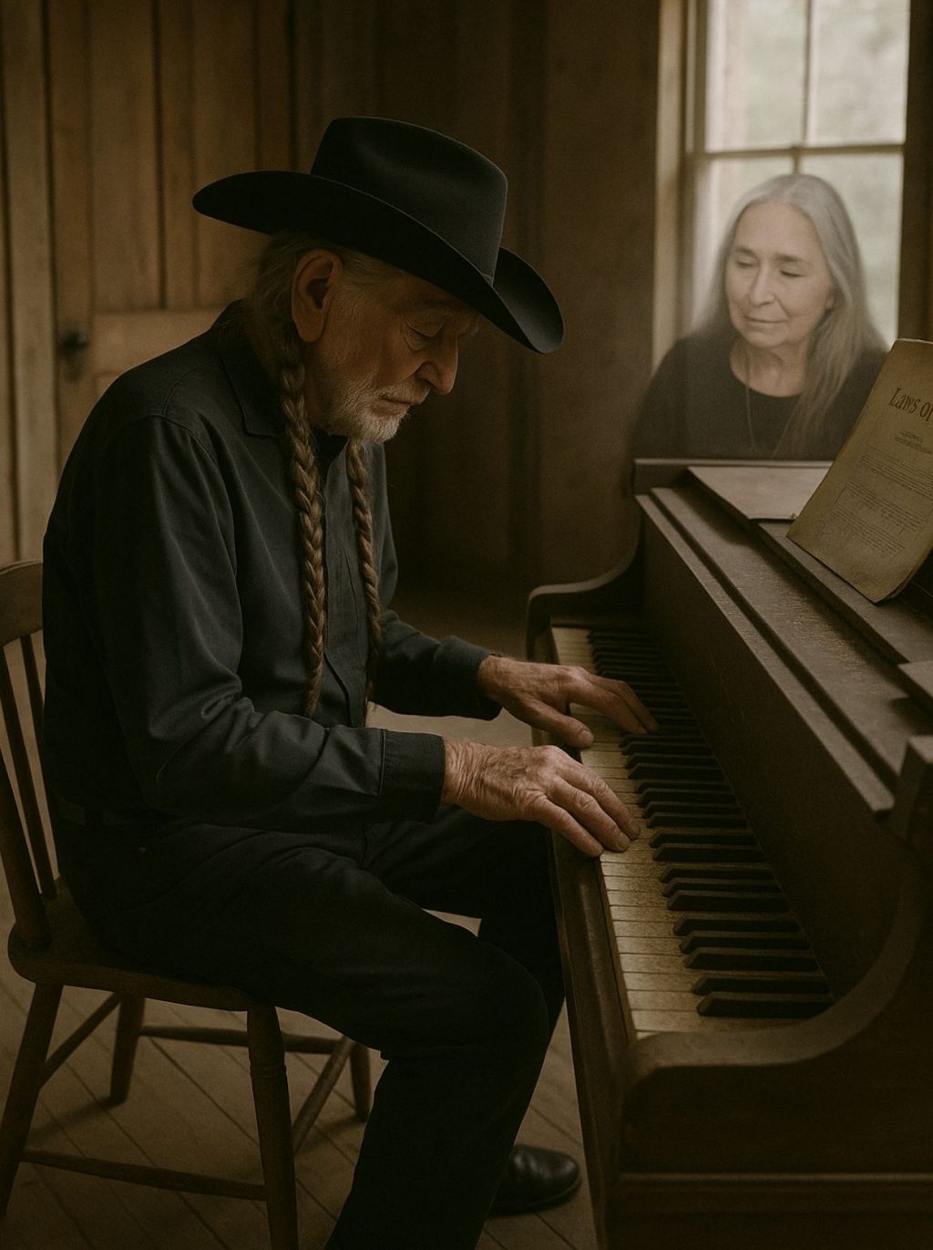 At 92, Willie Nelson sat alone at the weathered piano in his Abbott ...