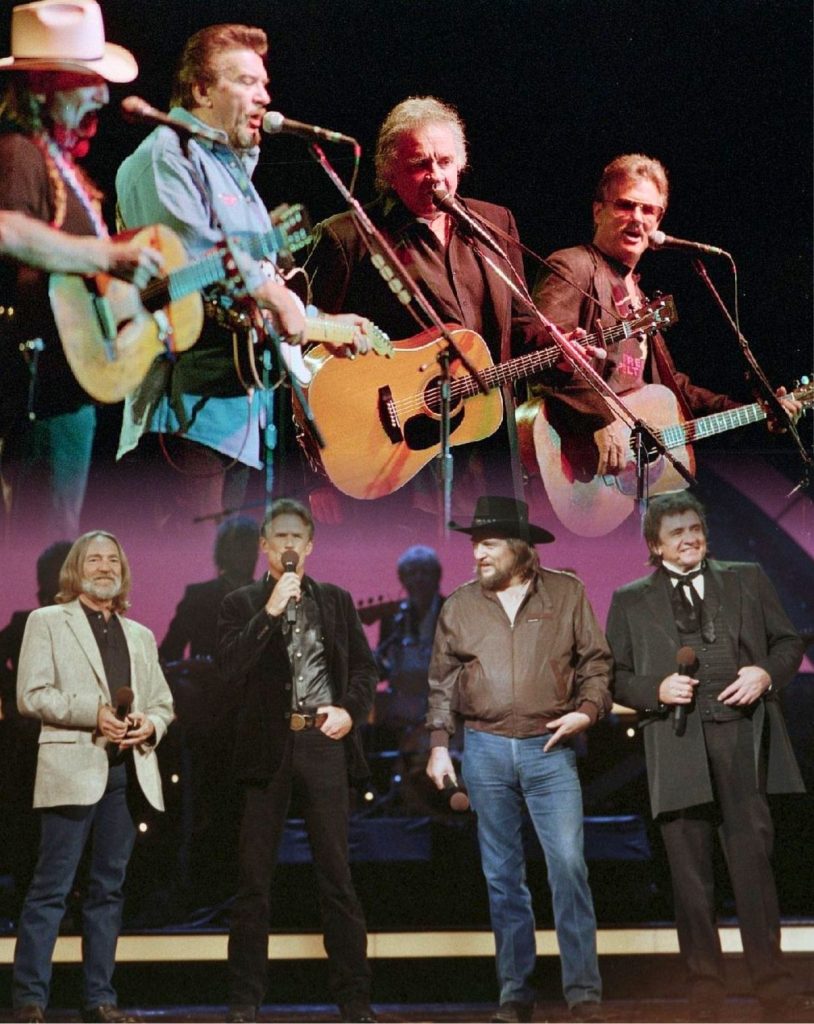 In the quiet hum before the music began, the four Highwaymen stood side ...